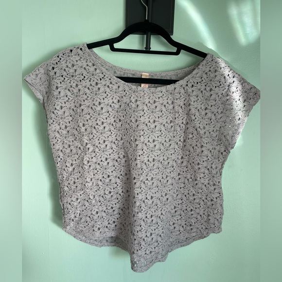 Prevett | Tops | Prevett Vintage Grandma Gray Flower Embroidered Crop ...